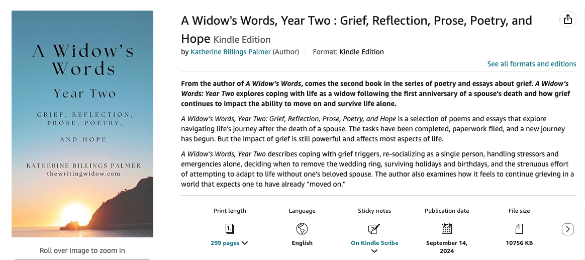 A Widow's Words, Year Two ebook now available on Amazon | The Writing Widow